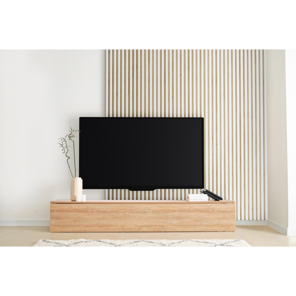 Panou tip riflaj decorativ din MDF Linea Slim 3 alb stejar