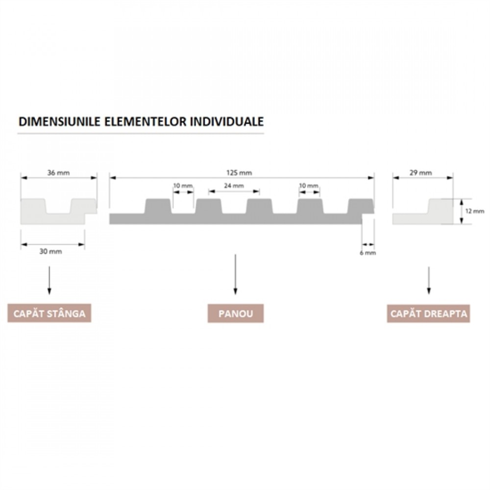 Panou riflat alb din polimer rigid L0101