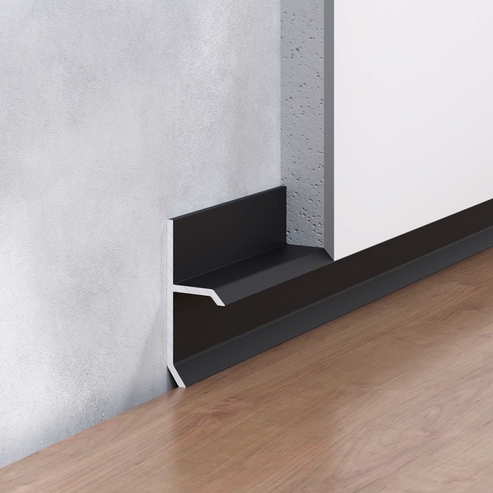 Plinta ascunsa shadow gap aluminiu negru 20 mm x 2.5 m F1 2015 - F1.2015