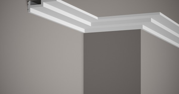 Cornisa tavan QL024 polimer rigid 3 x 8.5 x 200 cm compatibila LED