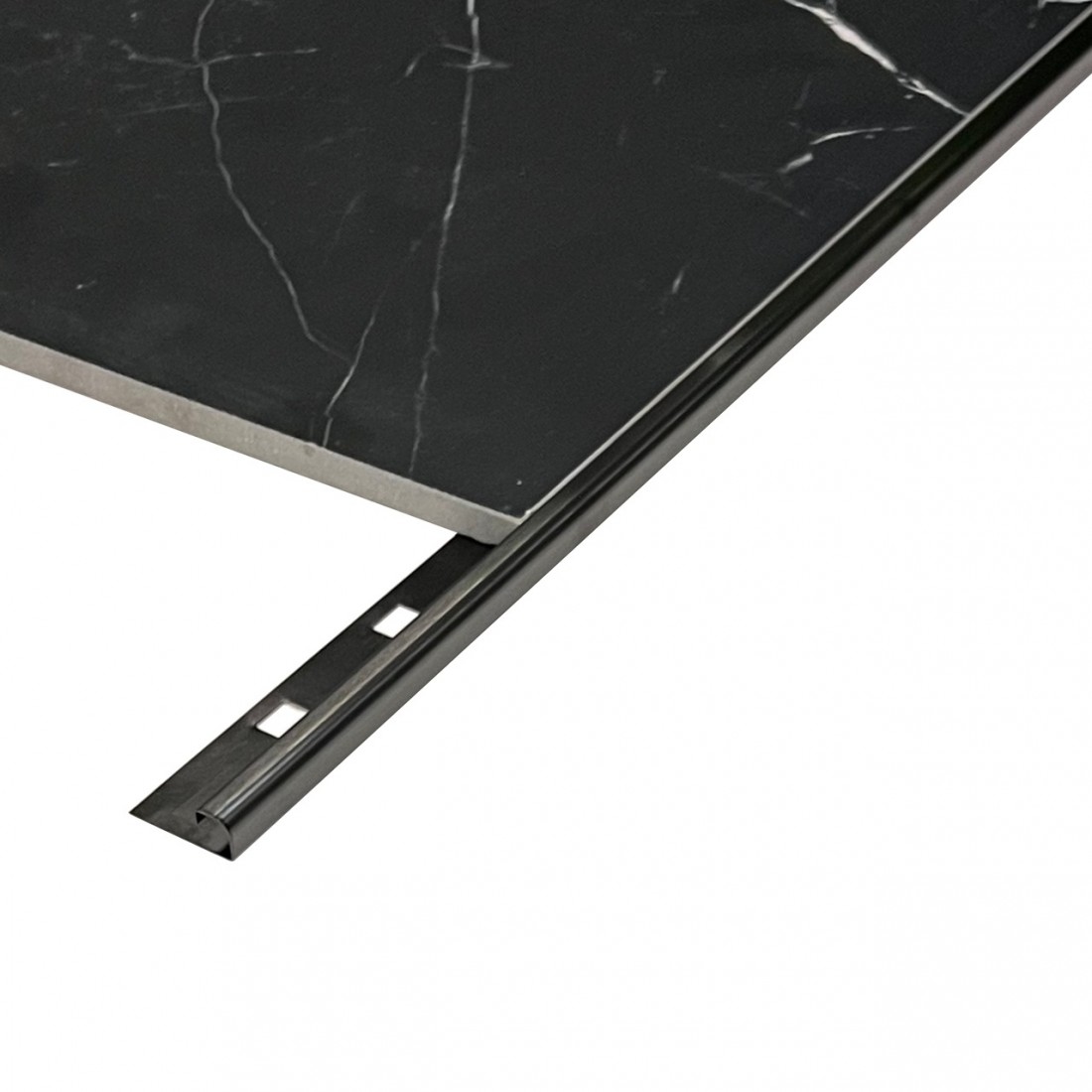 Profil inox colt exterior rotunjit 10x2700 mm gresie si faianta, negru ...