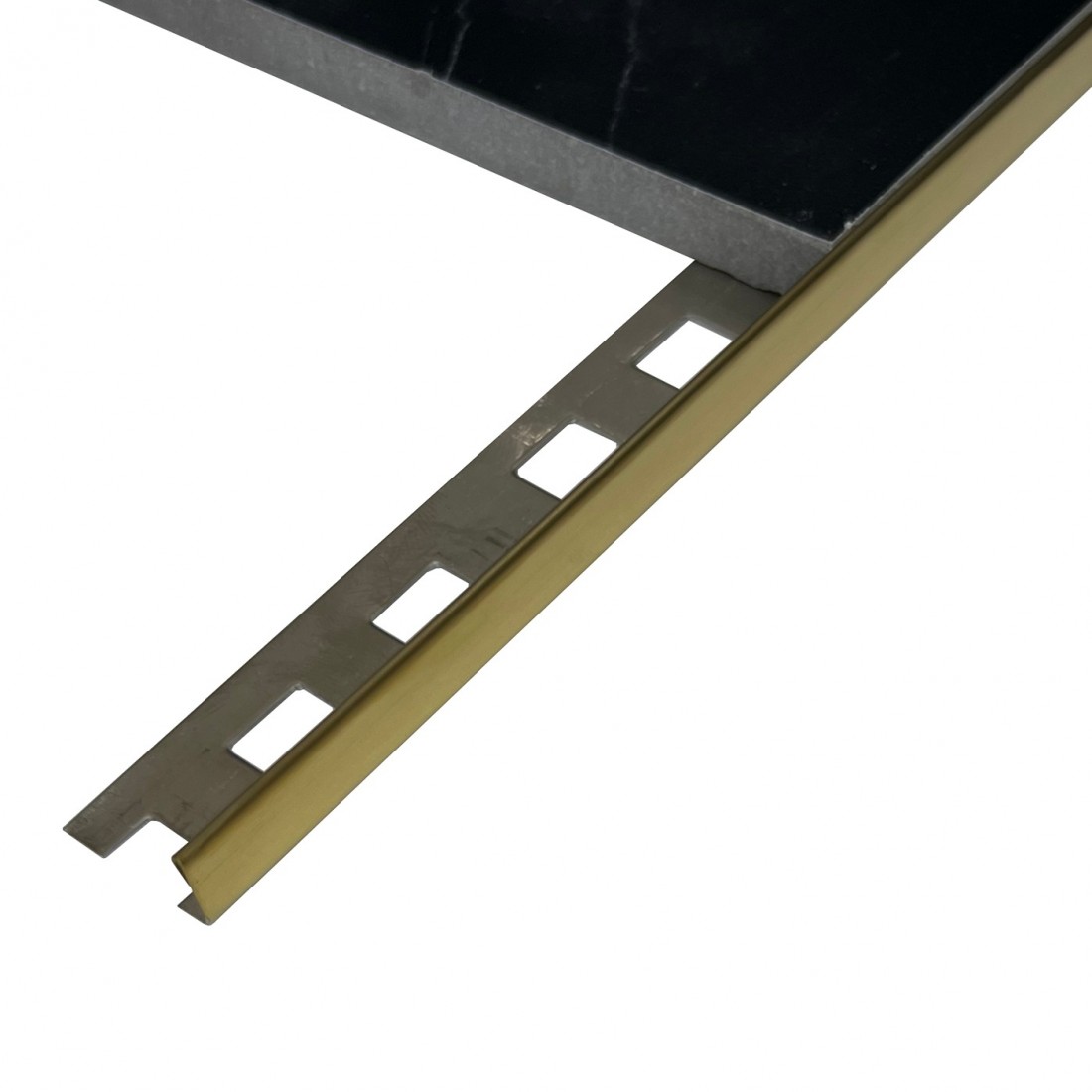 Profil terminatie gresie faianta, drept, 10 mm, inox, auriu brush