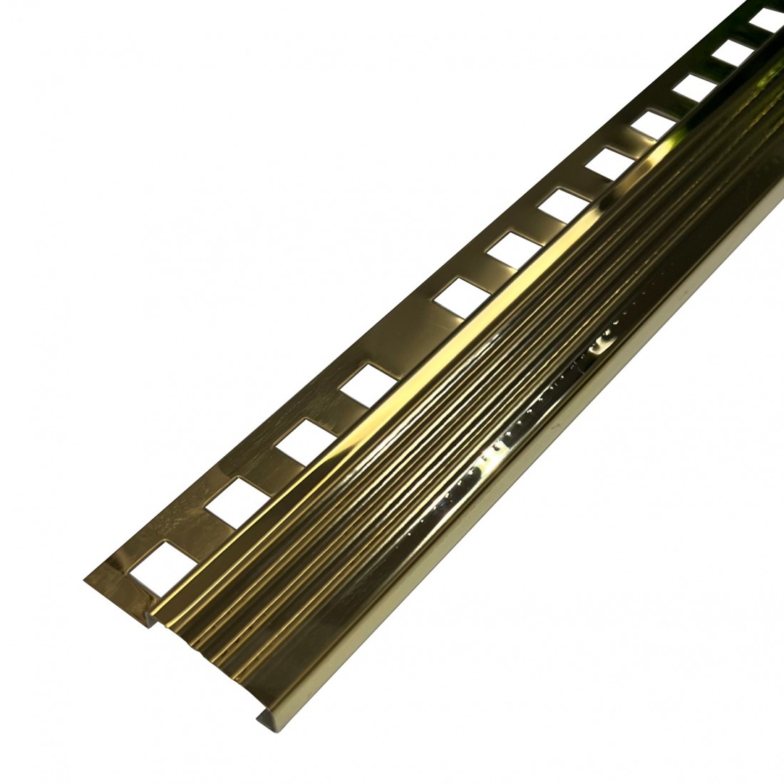 Profil inox, terminatie treapta gresie 10x30 mm, auriu oglinda ...