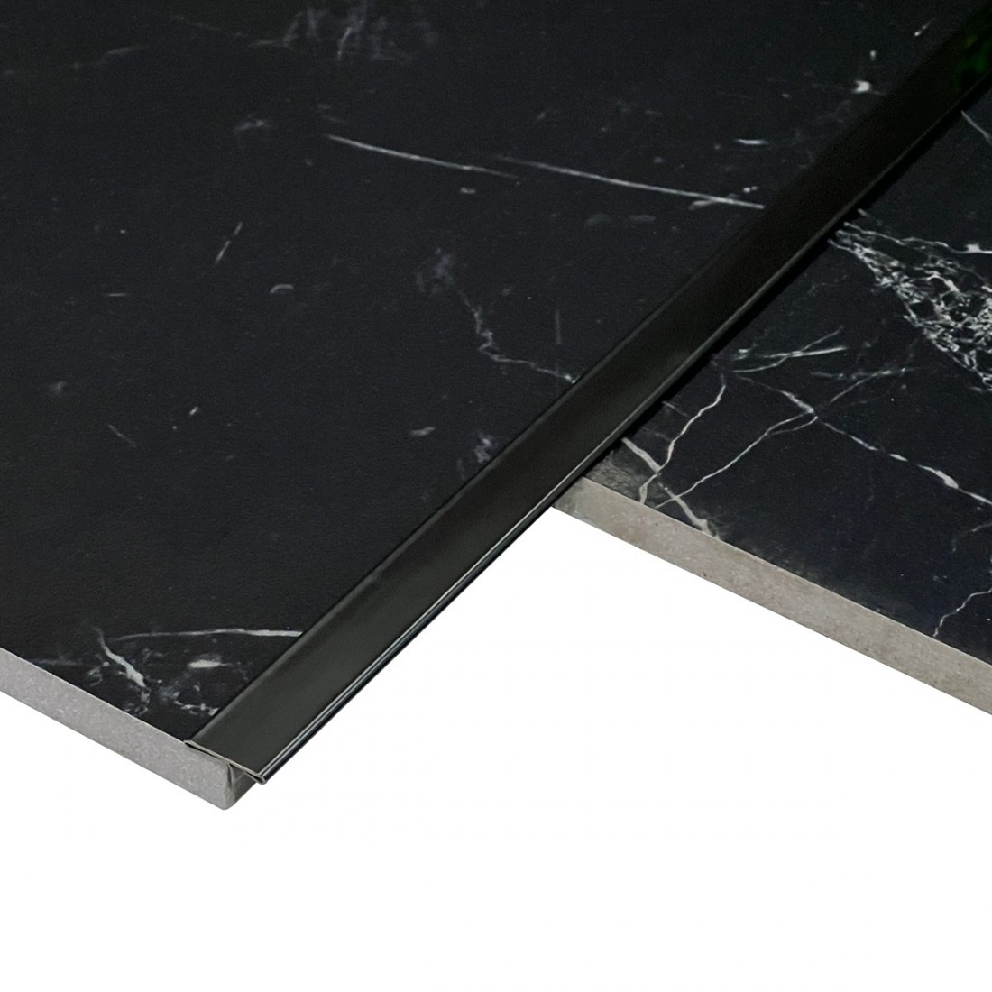 Profil trecere T inox 15x9x2700 mm negru lucios pardoseli gresie ...