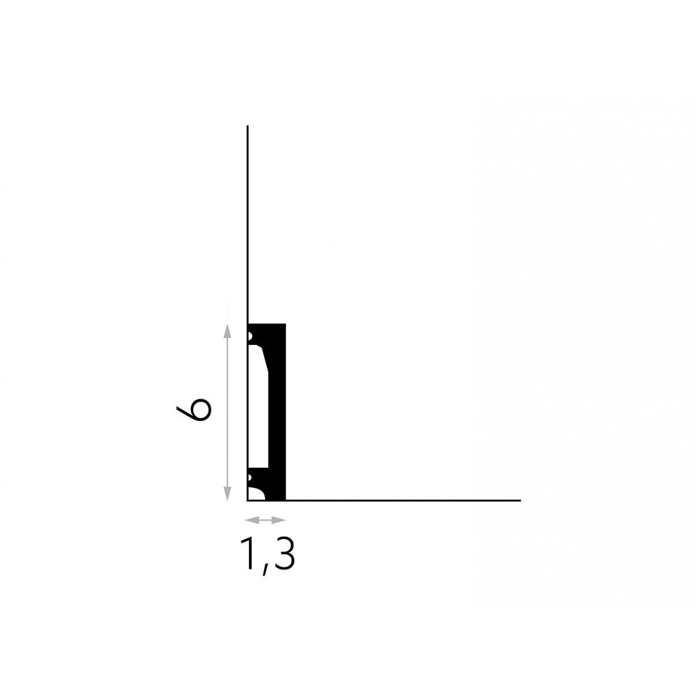 Plinta MD032 - Design minimalist, polimer rigid, 6x1,3 cm