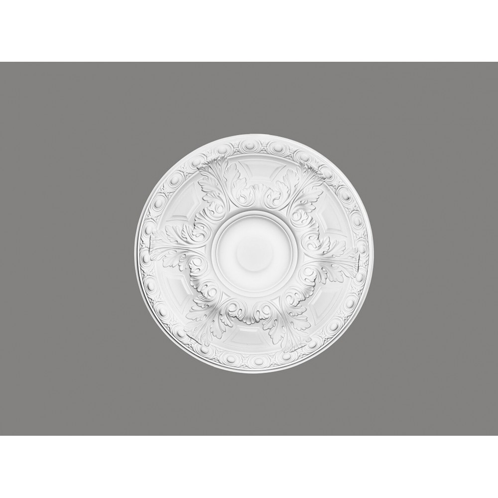 Rozeta clasica, model frunze, poliuretan, alba, 59,6 cm, B3047