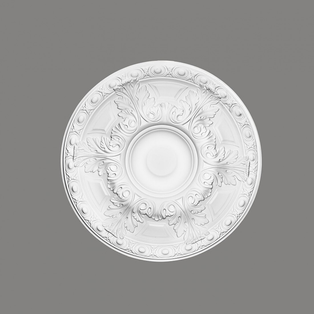Rozeta clasica, model frunze, poliuretan, alba, 59,6 cm, B3047